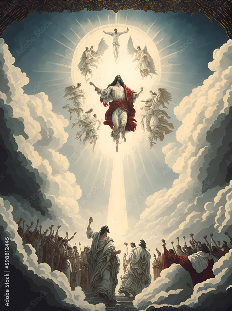 The Ascension Day of Jesus Christ Illustration, Christian Holiday ...