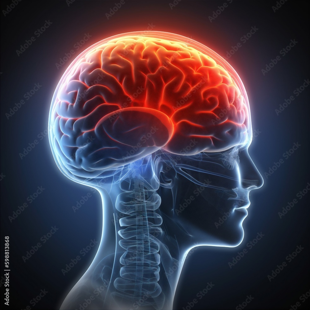 headache brain anatomy head medical medicine pain red blue x-ray ...