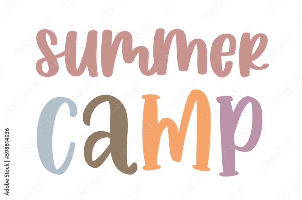 Summer Camp. Vector illustration. Summer camp typography design for t ...