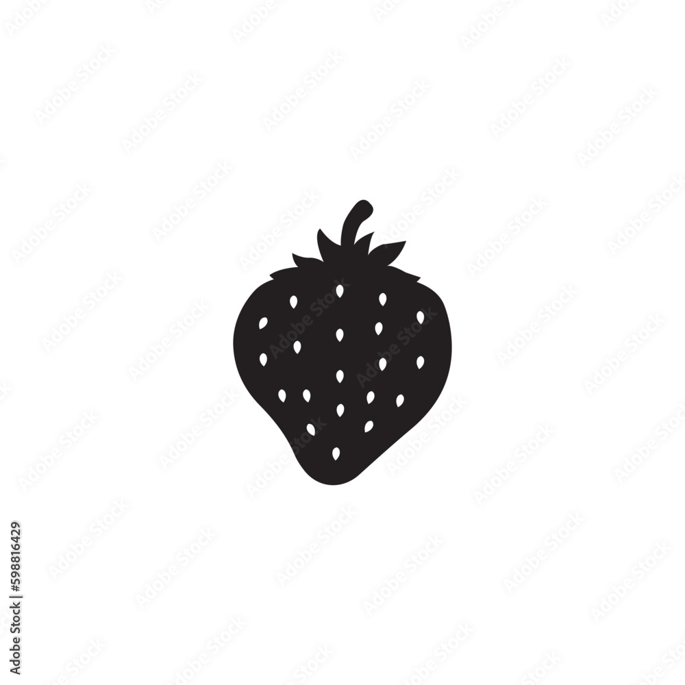 Strawberry flat style icon. Fruit and vegetable icon for web site ...
