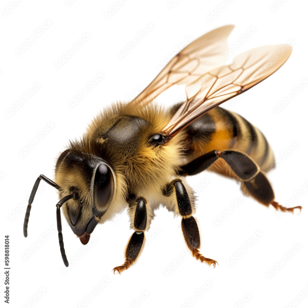 One bee isolated on transparent background, Generative AI Stock ...