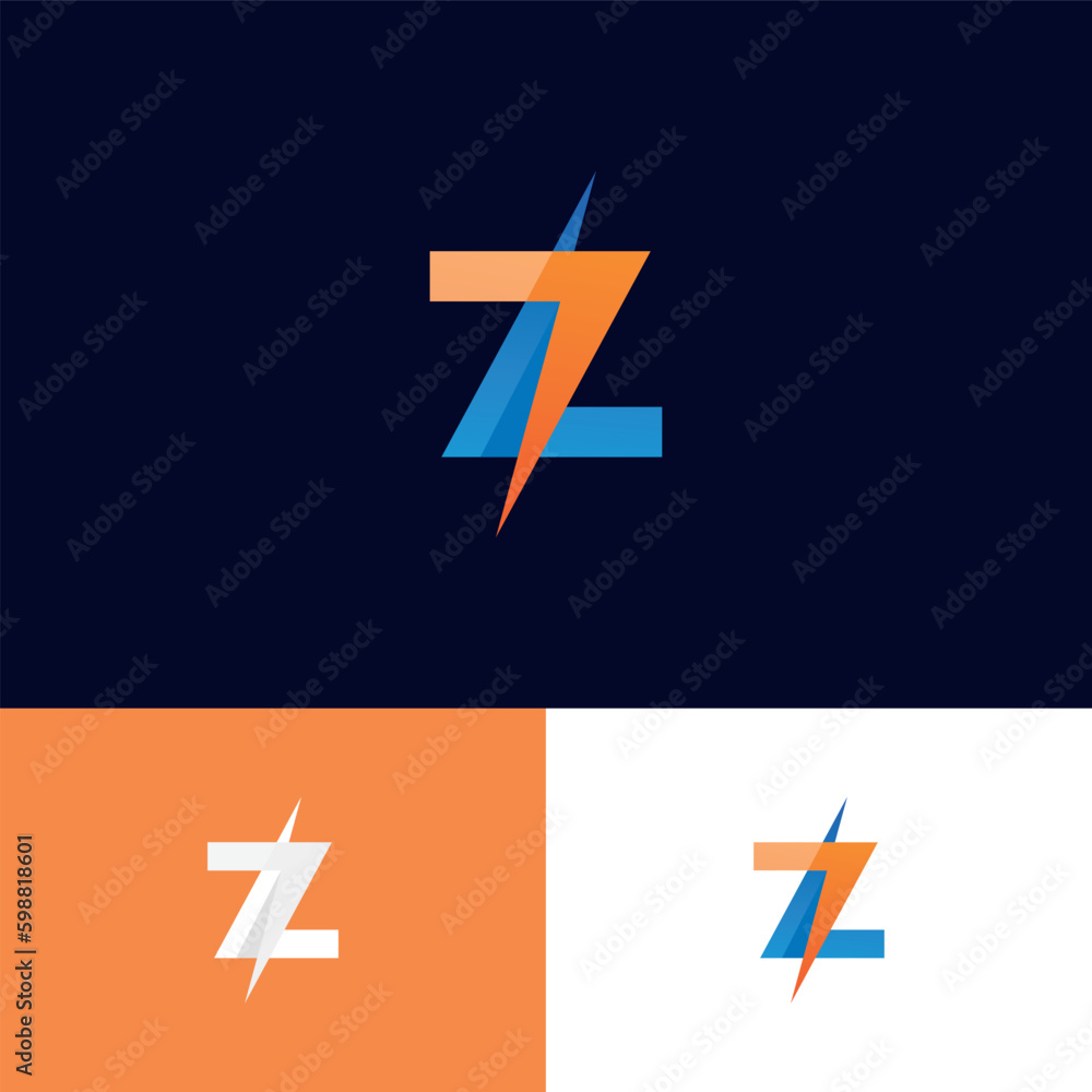 Vetor de Creative Modern Z Logo, initials Z fast logo, thunder Z fast ...