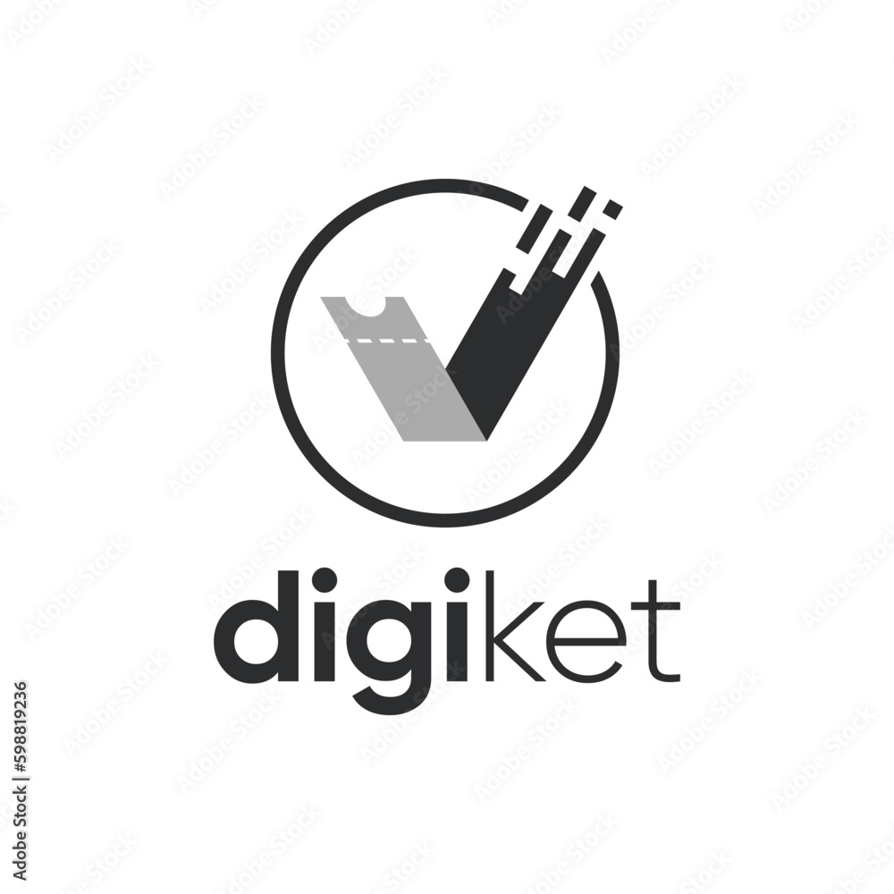Unique logo combination of ticket paper and check marks. This logo is ...