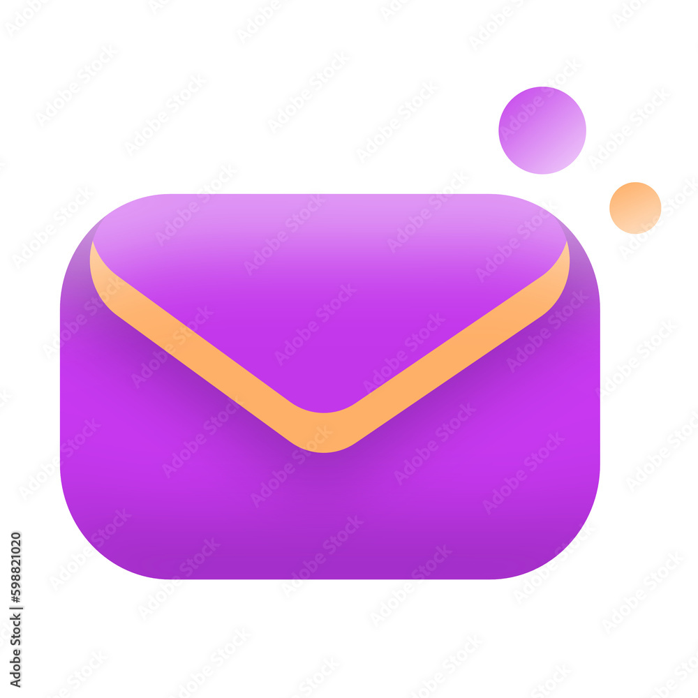 Purple 3d email icon. message notification graphic icon. Incoming email ...