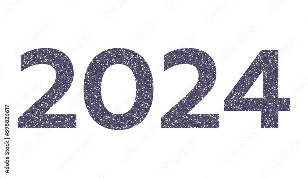 2024 Gray glitter symbol on transparent background. 2024 YEAR. Design ...