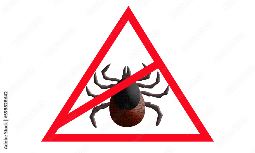 Tick parasite icon. Warning crossed out sign about parasites. Human ...