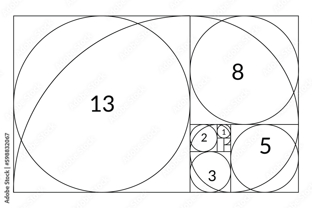 Golden ratio geometric concept set. Divine proportion collection. Geometric shapes with ideal ...