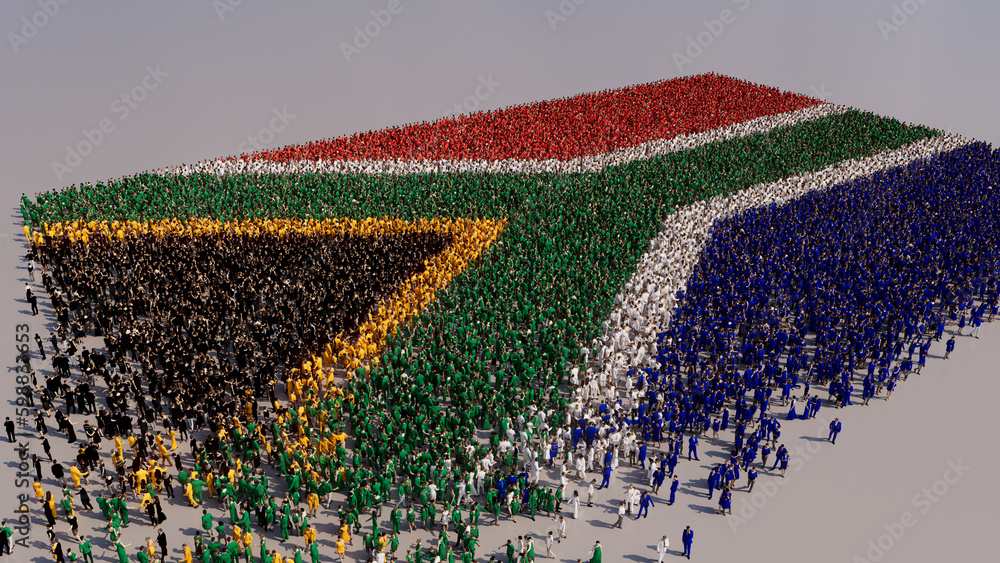 South African Flag Formed From A Crowd Of People Banner Of South south-african-flag-formed-from-a-crowd-of-people-banner-of-south