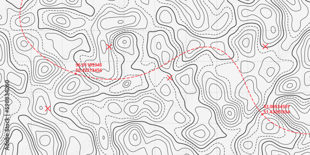 Ocean topographic line map with curvy wave isolines vector illustration ...