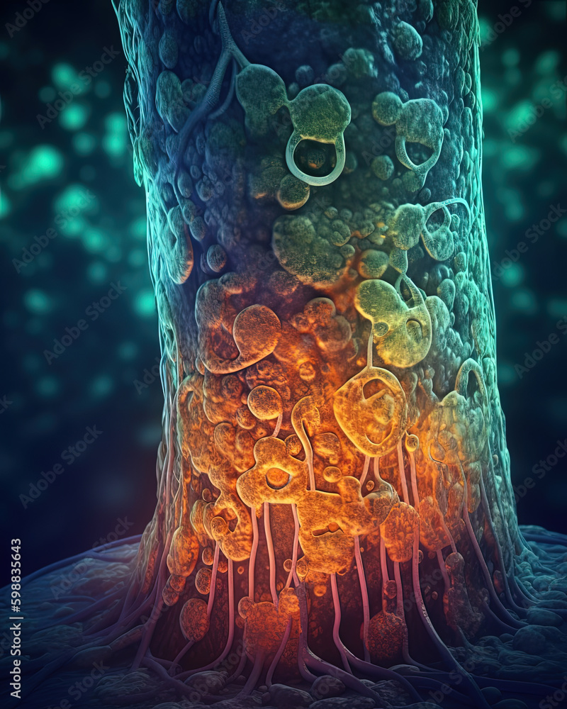 3D Cellular Fiber Structure, chlorophyll, bio culture, bacteria ...