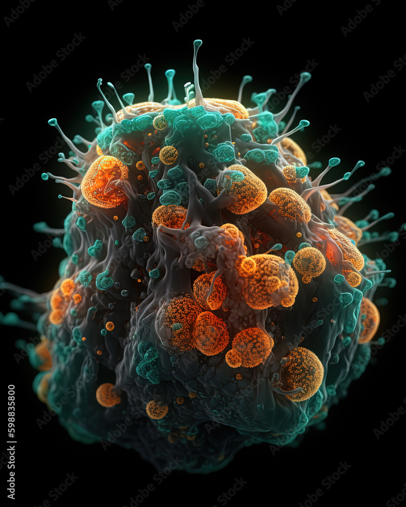 3D Cellular Fiber Structure, fungus, mycelium, bio culture, bacteria ...