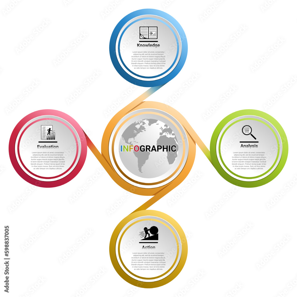 vector infographic of a circle. five parts circle basic designs with ...