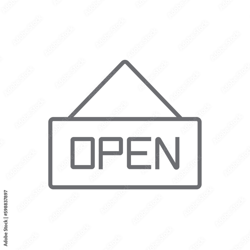 Open Sign Shopping icon with black outline style. shop, signboard ...