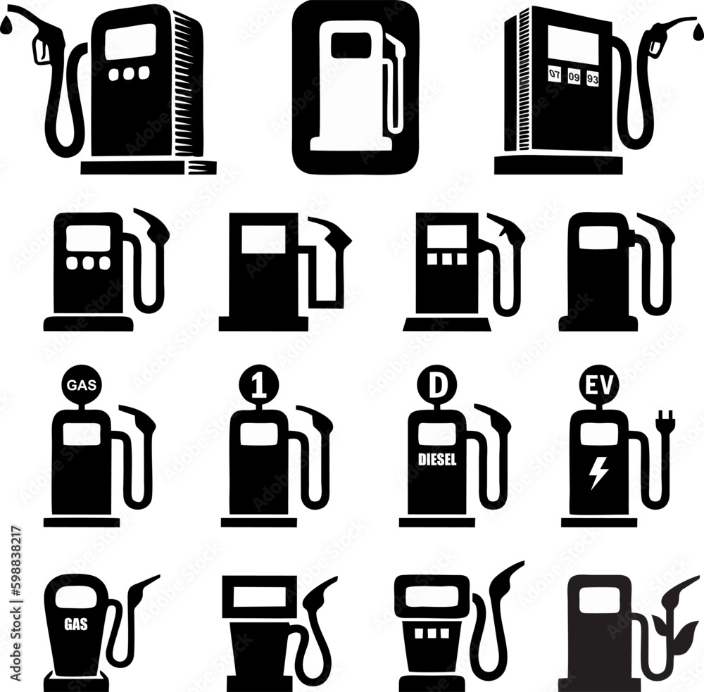 Fuel icon set. Gas station icons or signs. Engine oil icon symbol ...