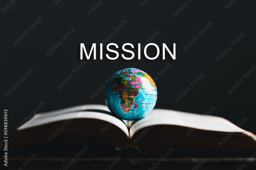 Globe with Holy Bible for mission, Mission christian idea. bible and ...