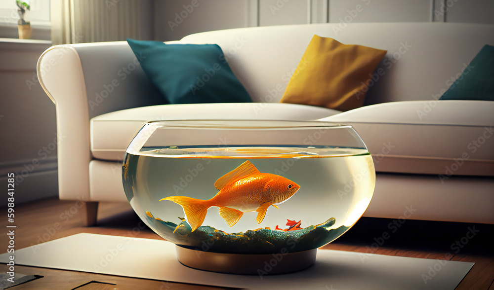 Beautiful fish in round glass aquarium. Fish Swimming In Fishbowl. Fish ...