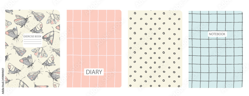 Set of cover page templates based on patterns with butterflies, moths ...