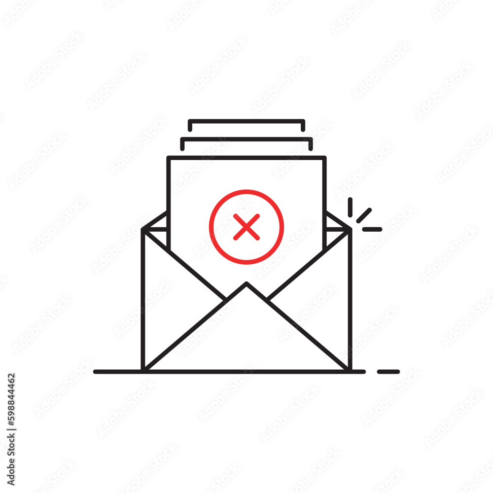 thin line rejection email logo. stroke flat trend unsubscribe logotype ...