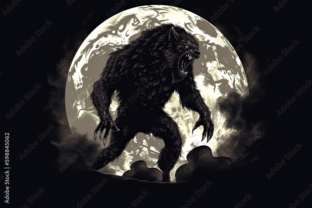 Vicious Werewolf Stalks Under Full Moon - Terror, Fear, and Halloween ...