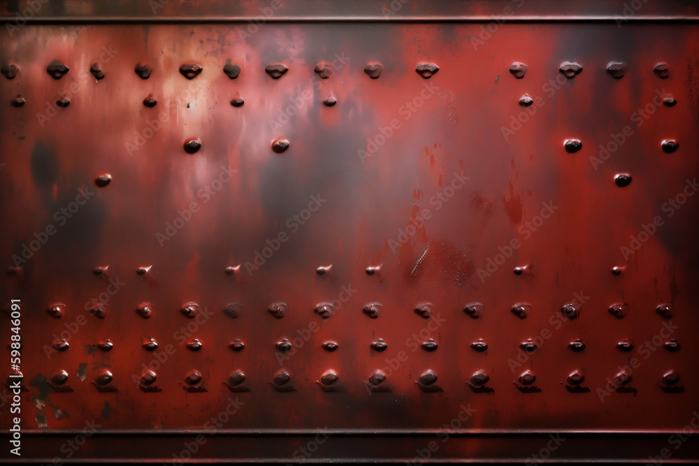 Red metal texture background with rivets .Generative AI Stock ...