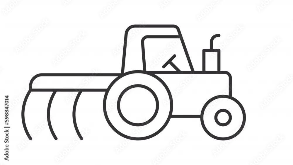 Animated agricultural machinery set. Moving tractors animation ...