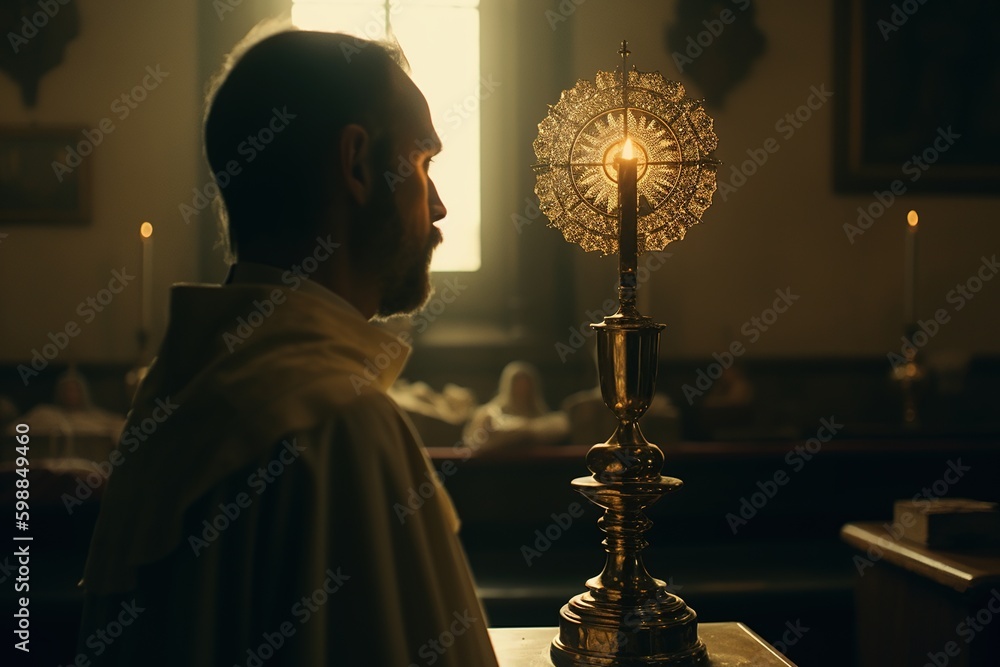 Eucharist Feast of Corpus Christi. Jesus Christ in the monstrance ...