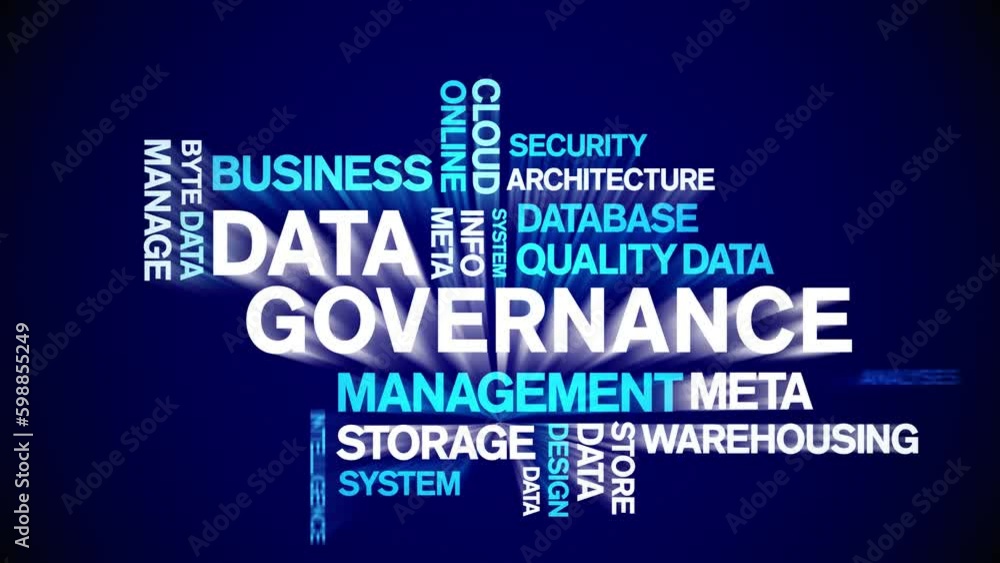 4k Data Governance Animated Tag Word Cloud;Text Design big data ...