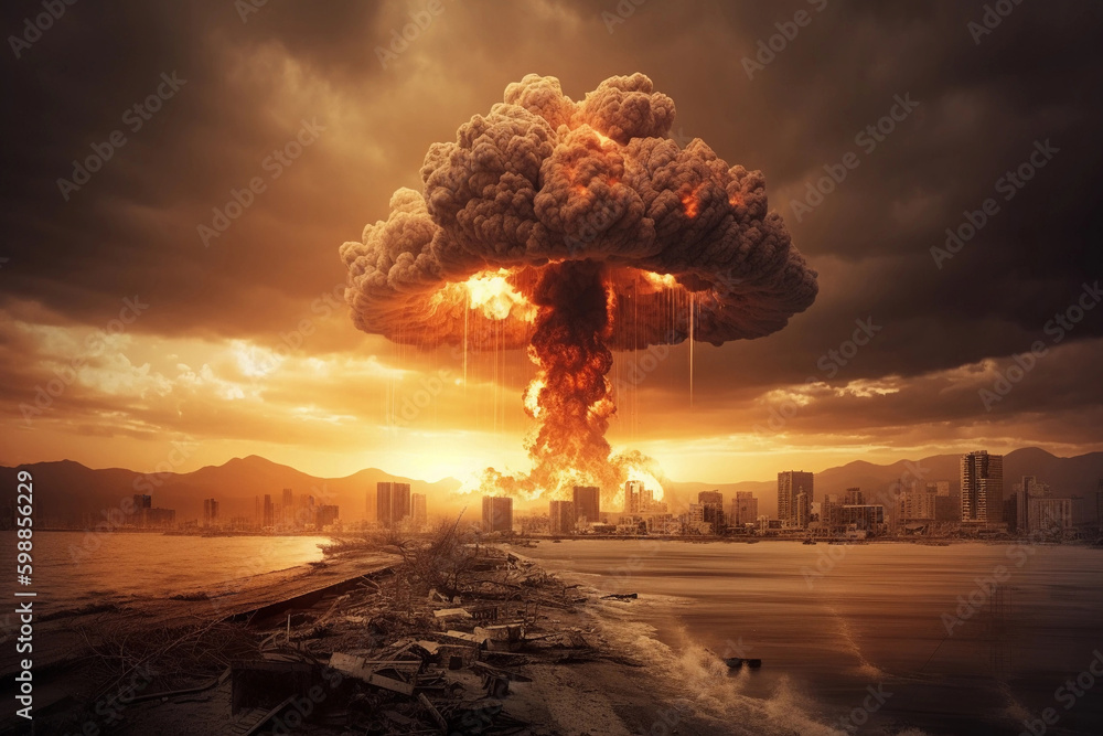 Nuclear explosion. Nuclear war and Mushroom cloud. AI Generated Stock Illustration | Adobe Stock