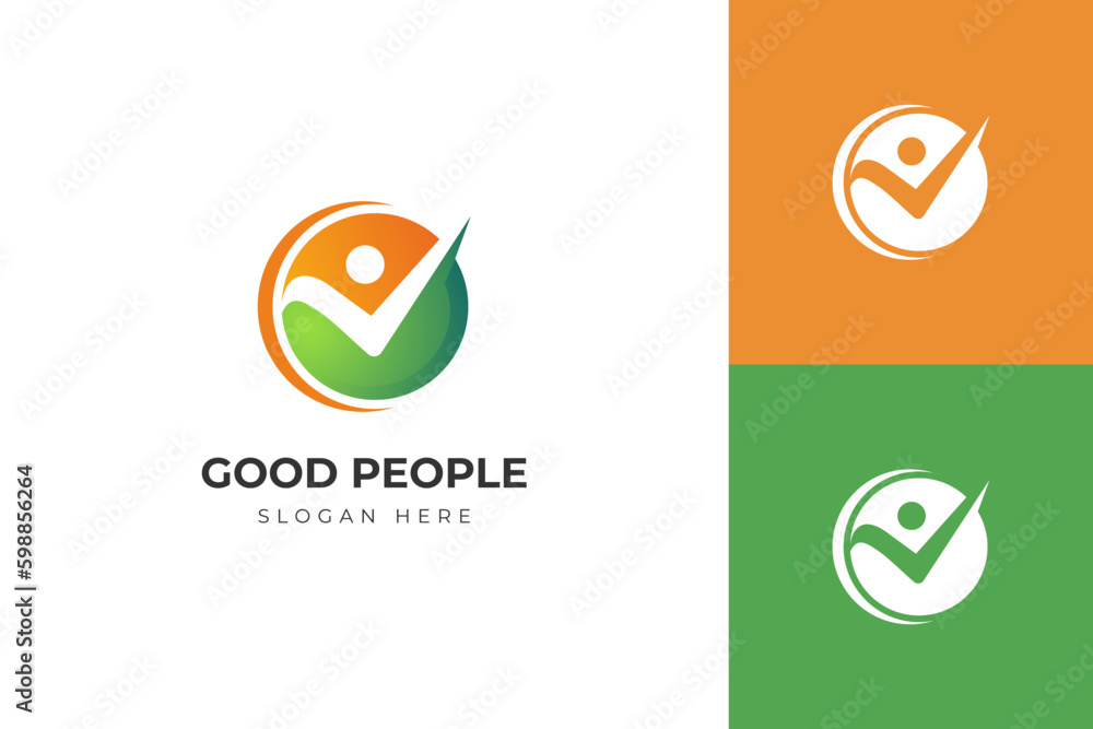 business success People Check Logo design, human good service icon ...