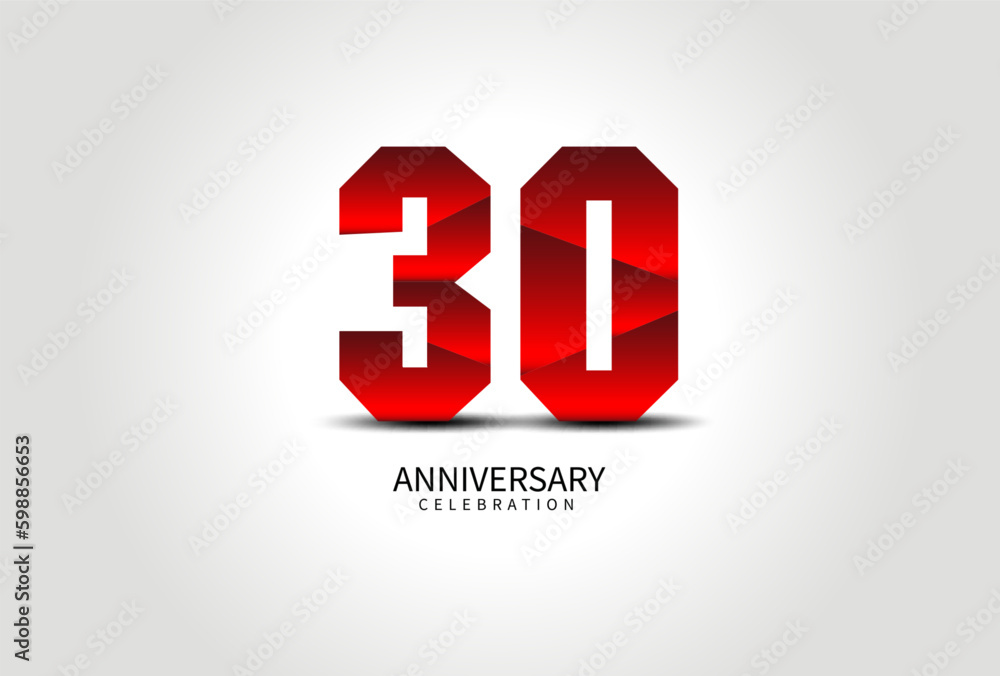 30 Year Anniversary Celebration Logo red vector, 30 Number Design, 30th ...