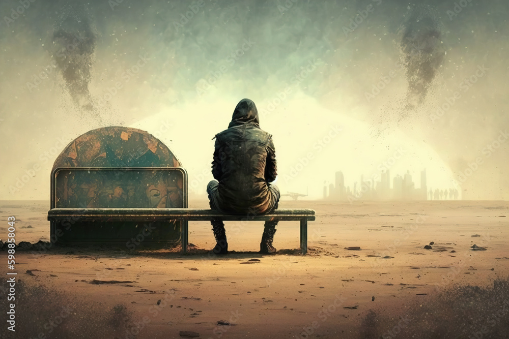 Surreal scene of Sad and depression human concept. Generative Ai ...