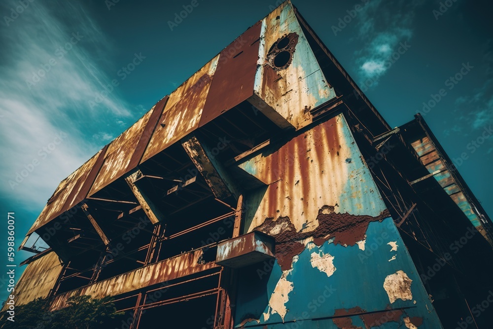 Rusted building at a low angle Generative AI Generative AI Stock ...
