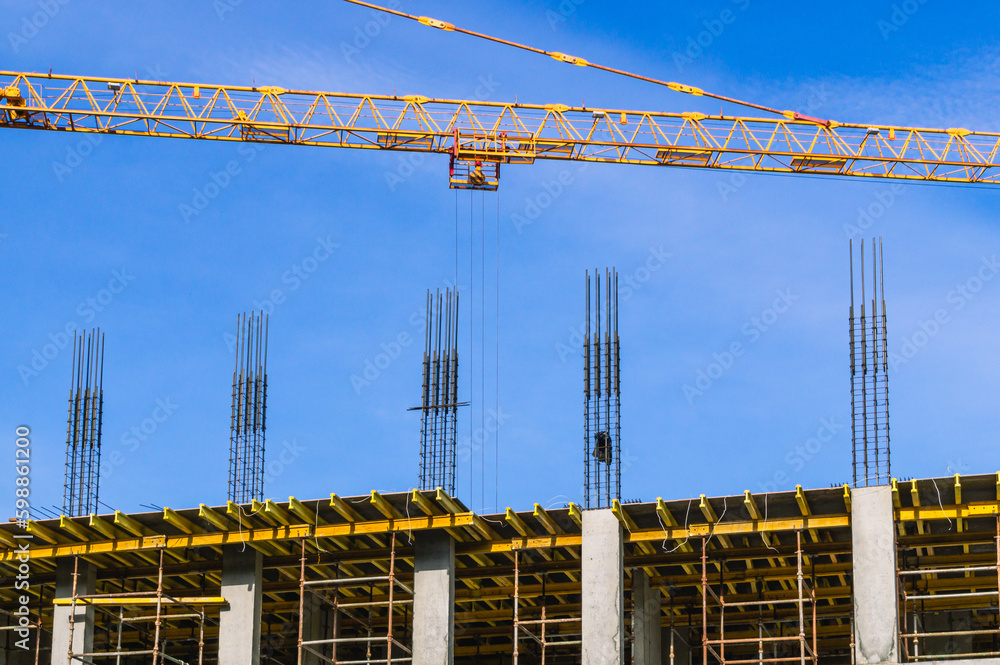 Supports on reinforced concrete piles and a frame during the ...