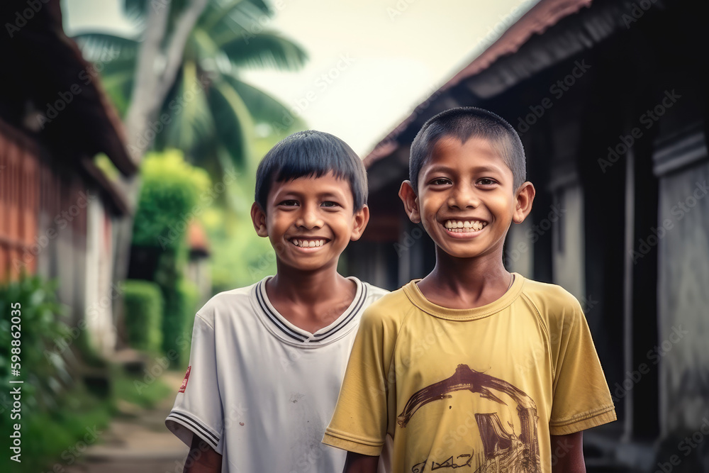 Smiles Amidst Hardship. Happy Kids in Impoverished Settings. Hopeful ...
