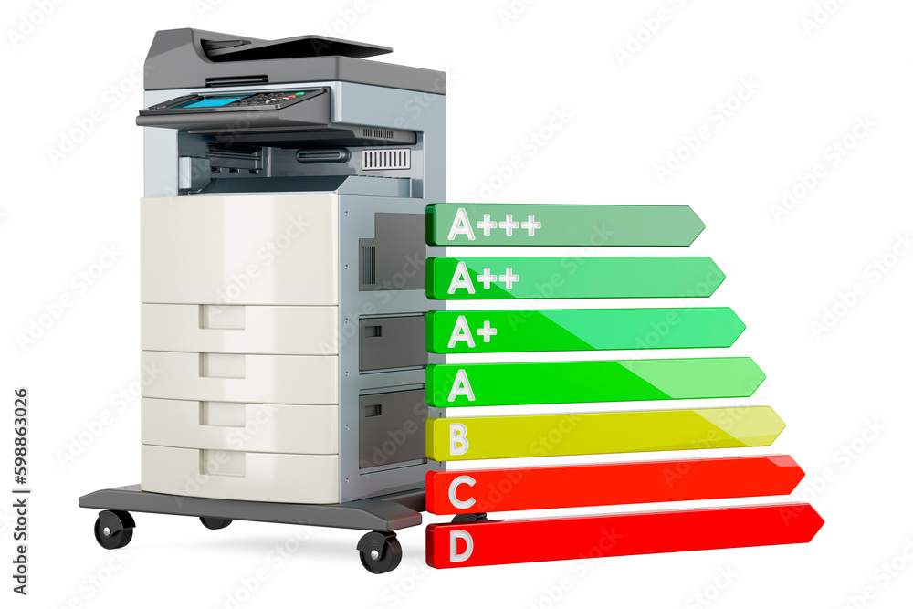 Office multifunction printer MFP with energy efficiency chart, 3D ...