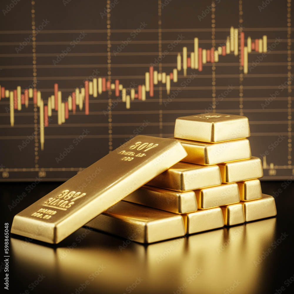 Stacked gold bars from a chart with increasing values, Generative AI Stock Illustration | Adobe ...