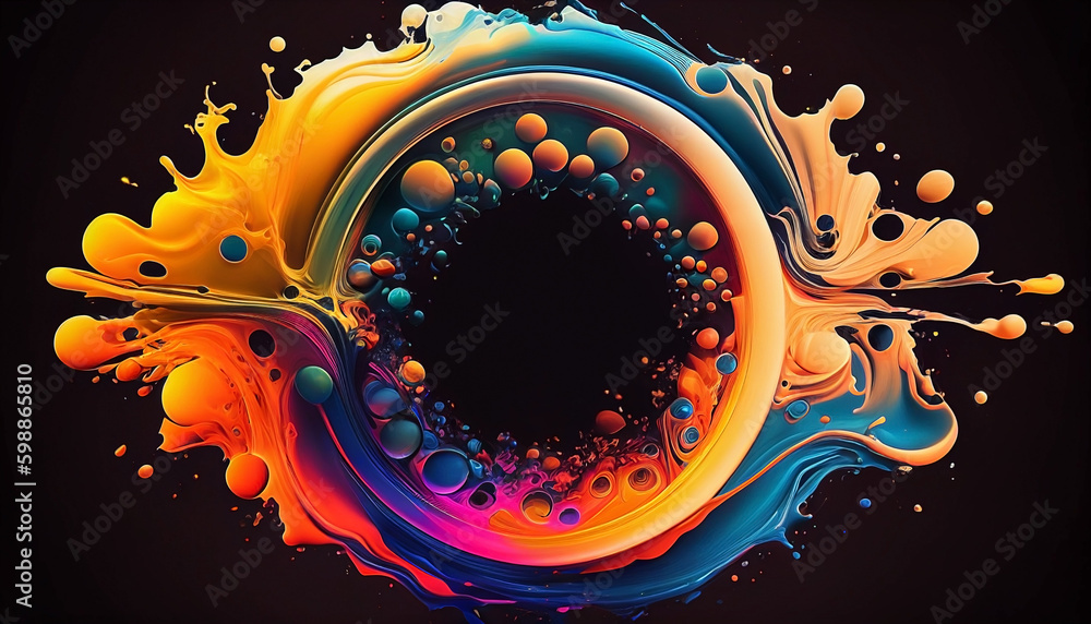 abstract splashed paint combinations that form a spin, banner and ...