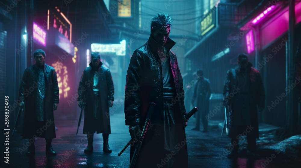 Generative AI, group of mafia members prepares for a fight under the ...