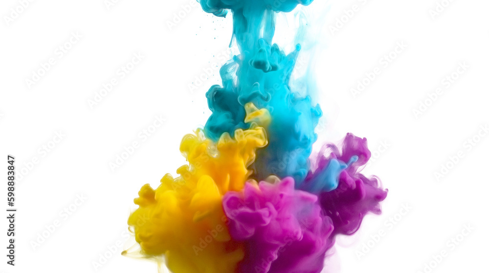 Color ink splash in water. Abstract cloud of liquid paint. Colorful ...