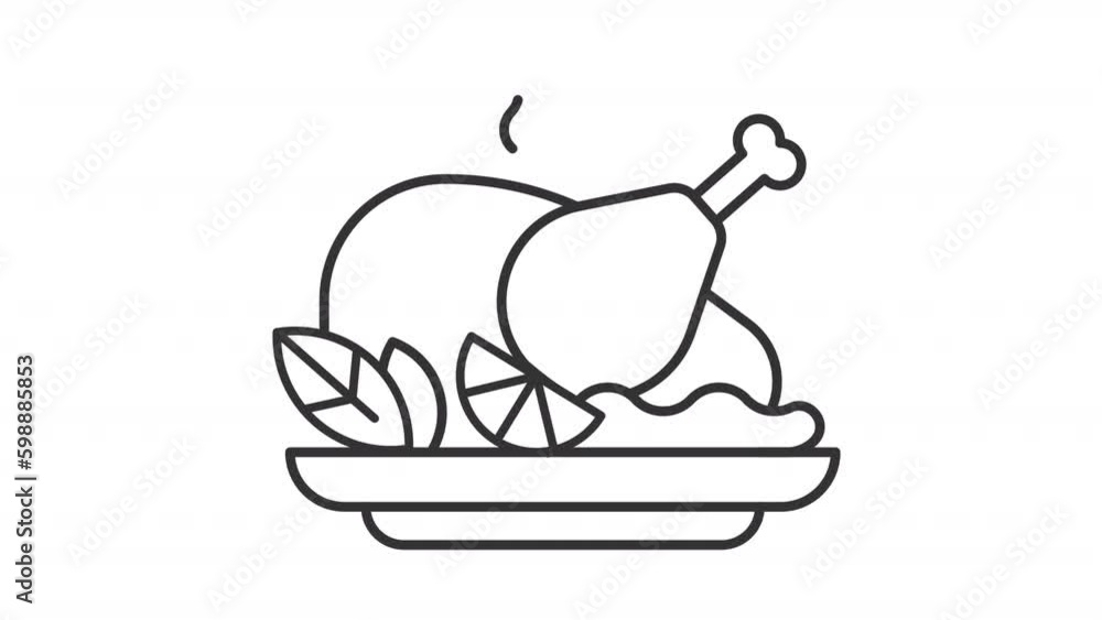 Vidéo Stock Animated popular dishes line icons. World cuisine animation ...