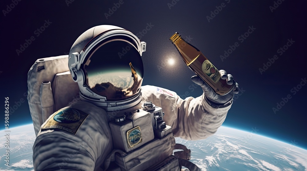 Astronaut Drinking Beer