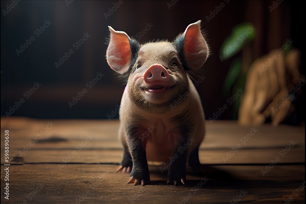 Pig with a big smile Generative AI Stock Illustration | Adobe Stock
