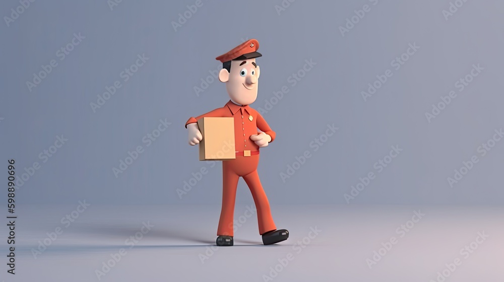 3D illustration postman with a parcel Generative AI Stock Illustration ...