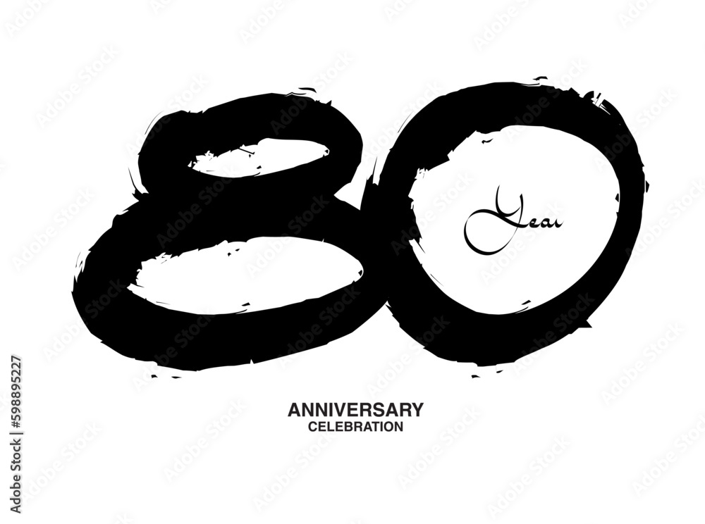 80 Years Anniversary Celebration Vector Template, 80 number logo design ...