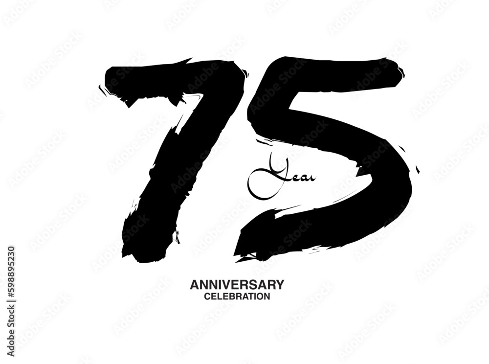 75 Years Anniversary Celebration Vector Template, 75 number logo design ...