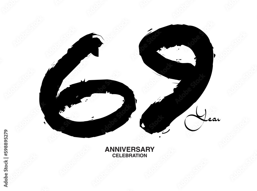 69 Years Anniversary Celebration Vector Template, 69 number logo design ...