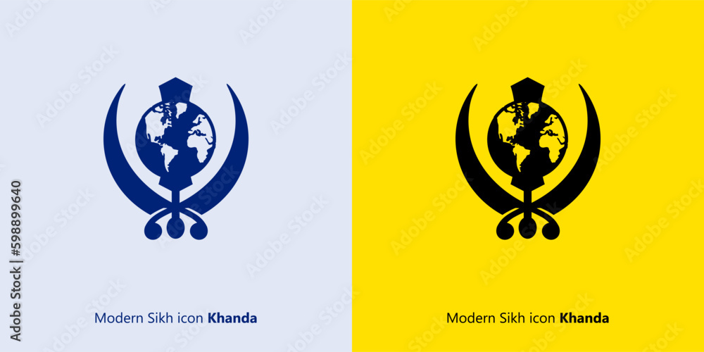Modern Sikh icon Khanda with Globe Vector, Sticker for Car and Bikes ...