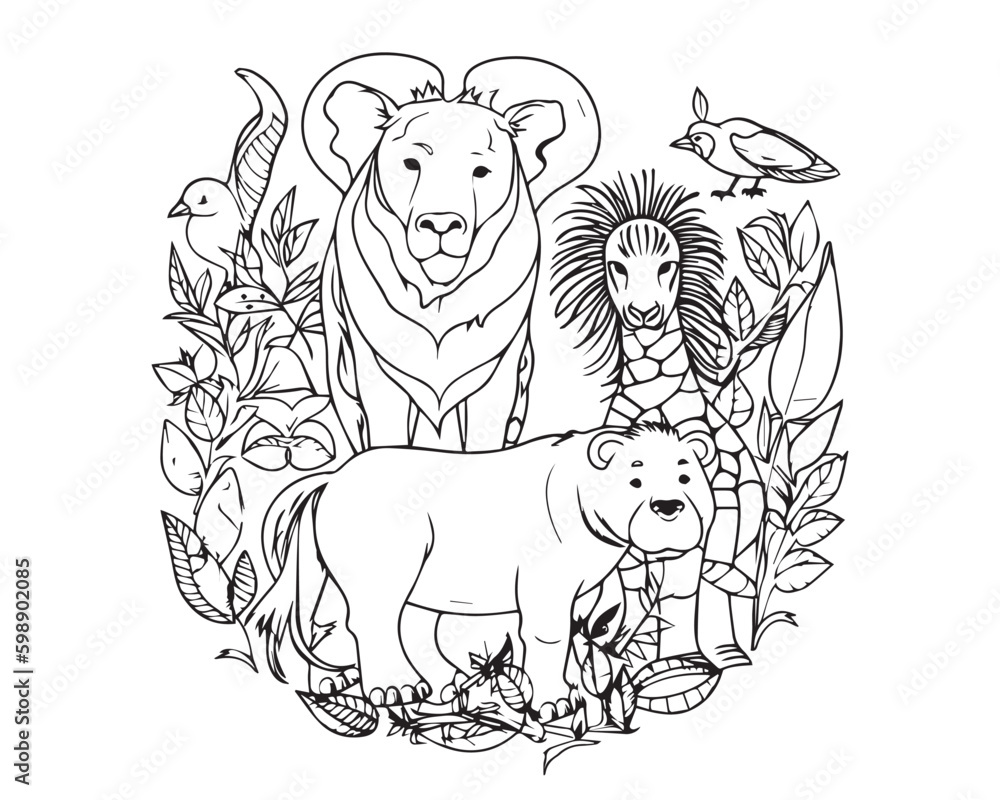 Adult animal coloring page and dog with bone coloring sheet.Silhouette ...
