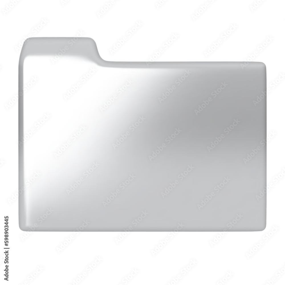 Silver folder icon icon or symbol with 3D effect. Png clipart isolated ...