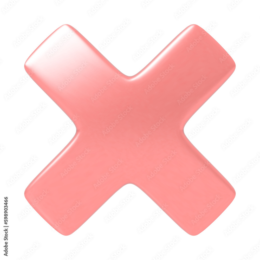 Red X cross icon or symbol with 3D effect. Png clipart isolated cut out ...